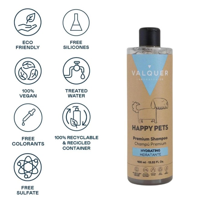 Valquer Happy Pets Premium Champú Hidratante Mascotas 400 ml